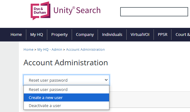 New User Creation – Dye & Durham Knowledge Base