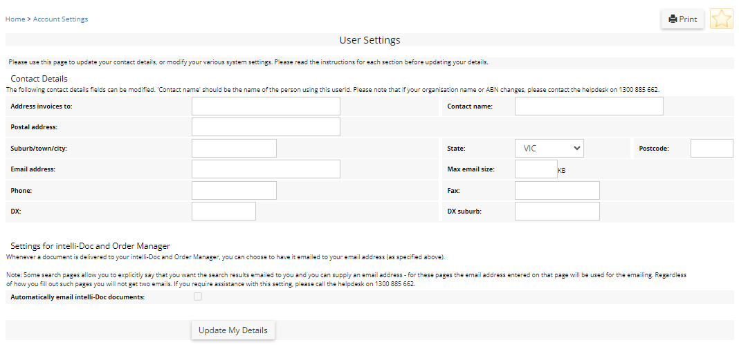 Update account details – Dye & Durham Knowledge Base